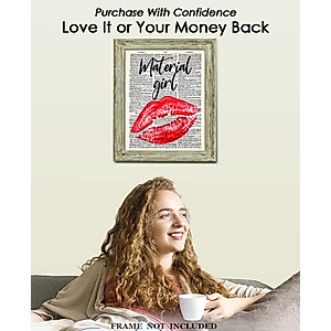 Positive Affirmations Wall Decor for Kids: "Material Girl" Madonna Dictionary Wall Art Print 8x10 Inspirational, Motivational Poster & Motivational Wall Art Office Decor for Men & Women