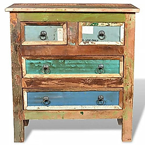 MAXCBD Nightstand Bedside Table Drawer Cabinet Reclaimed Cabinet Solid Wood with 4 Drawers Wooden Cabinet with 4 Drawers Offers You Storage Storage Tower Dresser