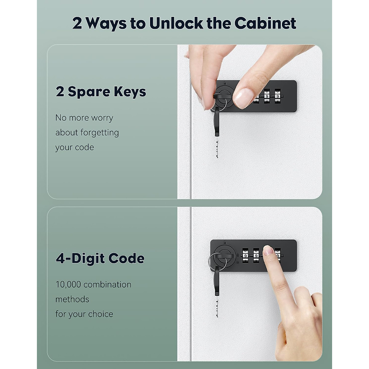 Uniclife Wall Mount Medicine Cabinet with Combination & Key Lock Locking First Aid Cabinet Lockable Medical Cabinet Large Capacity Medicine Organizer Secure Steel Wall Cabinet Metal Storage Box, White