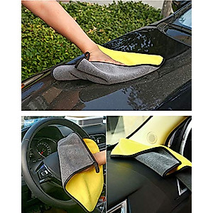 XYZU Microfiber Car Cleaning Towels,Ultrasoft Coral Velvet Drying Towels,Set of 6 Super Absorbent Scratch Free Cloths for Car Polishing Detailing and Home Washing