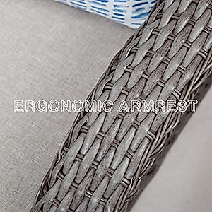 Joyside Patio Bistro Set, 3-Piece Patio Wicker Swivel Rocking Chair Set, Outdoor Patio Furniture Chair with Side Coffee Table & Durable Fabric Cushion(Brown/Beige)