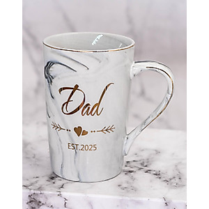 Mugpie Dad and Mom Couple Mugs - New Parents Gifts First Time Pregnancy Gifts EST 2025 Dad and Mom Coffee Mug Set- Elegant Gifts for Baby Shower Mother's Day Father's Day - 12.5oz Ceramic Coffee Cup