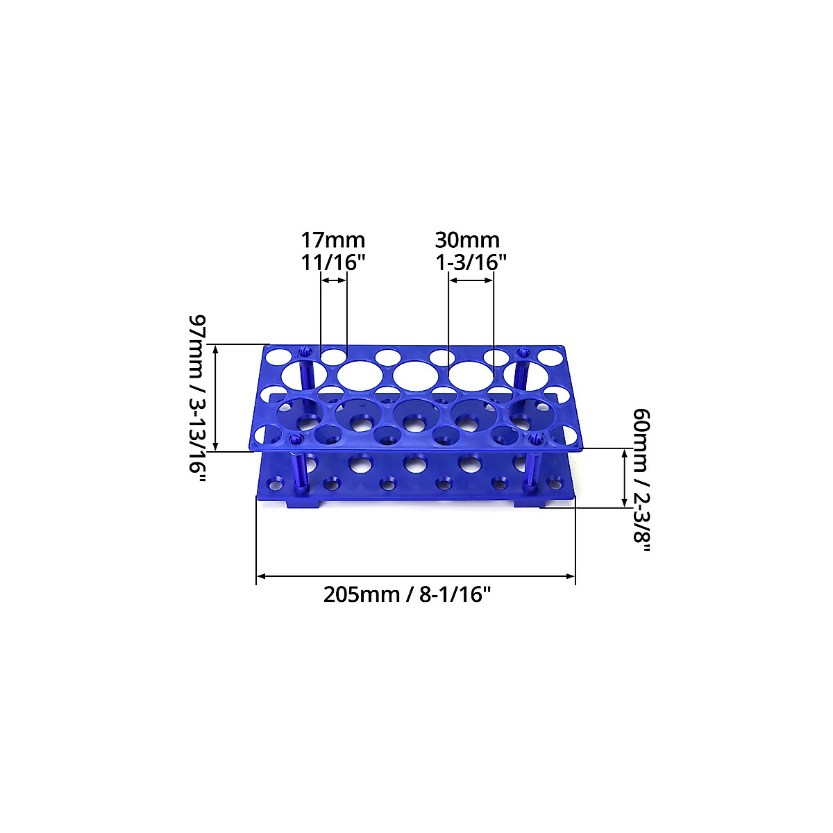 QWORK Plastic Test Tube Rack, 4 Pack Centrifuge Tube Rack Laboratory Holder for 10ml / 15ml / 50ml, 2 Blue and 2 Orange