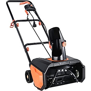 Kapoo Snow Thrower, Electric Snow Blower 18 Inch , 13 Amp, Steel Auger, Black & Orange, 180° Rotatable Chute and Overload Protection, bb19