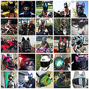 Cat Ear Motorcycle Helmet,Men and Women Cool Cute Cat Full Face Helmet,DOT Certification Standard,Suitable for All Seasons,Pink,L