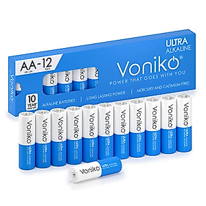 Voniko - Premium Grade AA Batteries - (12 Pack) - Alkaline Double A Battery - Ultra Long-Lasting, Leakproof 1.5v Batteries - 10-Year Shelf Life