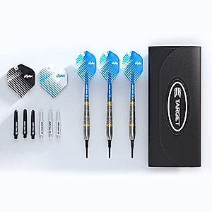 Target Darts Phil Taylor 18G Soft Tip Darts Set - Accessories Gift Pack, Black, White and Blue