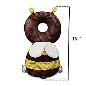 Baby Head Protector - Baby Walker Protective Head Adjustable Baby Safety Mat Protective Head Cute Bee Suitable Age 4-36 Months (Brown)