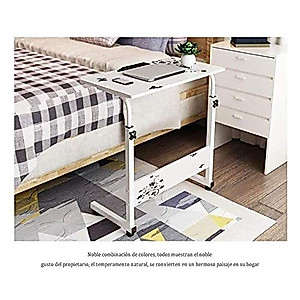 Office Business Hotel Lobby Dining Table Set, Bed Tray Table for Eating and Laptops Lazy Bedside Table Home Office Desks, Solid-Top Height Adjustable Wooden Mobile Laptop Desk Cart with Pulley Does No