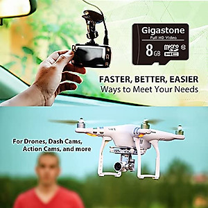 Gigastone 8GB 10-Pack Micro SD Card, Full HD Video, Surveillance Security Cam Action Camera Drone, 85MB/s Micro SDHC Class 10