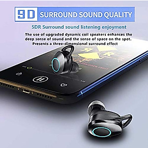 UScarmen Wireless Earbuds Bluetooth Headphones HiFi Sound Quality and Charging Case Digital Intelligence LED Display Earphones Built-in Mic Headset Deep Bass for Sport (Black)