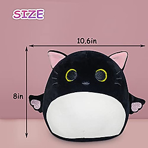 HENXING 8 inch Black Cat Plush Toy, Soft Black Cat Pillow, Halloween Black Cat Stuffed Animal Plushie Doll, Cat Shape Design Home Sofa Decoration Doll, Birthday for Kids
