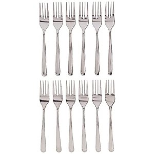 Winco 12-Piece Dominion Salad Fork Set, 18-0 Stainless Steel, Silver