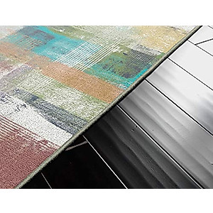 Brumlow MILLS Zora Abstract Machine Washable Indoor/Outdoor Area Rug for Home Office, Living Room or Bedroom Carpet, Dining or Kitchen Runner Rug, 30" x 46", Green