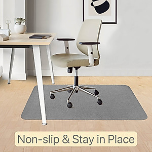 Office Chair Mat for Hardwood & Tile Floor, Under Desk Chair Mat for Hard Floor, Computer Gaming Rolling Chair Rug, Large Anti-Slip Floor Protector Carpet for Home Ofiice - 48"x36"- Light Grey