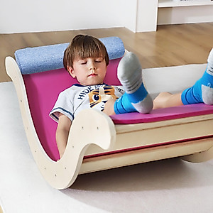 bbgroundgrm Kids Rocking Chairs, Lightweight Rocking Floor with Pillow, Toddler Chaise Lounge Chair for Toddlers, Children, and Kids