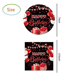 Red and Black Birthday Party Tableware Supplies Set, 20 Plates and 20 Napkins, Red Birthday Party Confetti Sprinkles Happy Birthday Party Decorations for Men Women