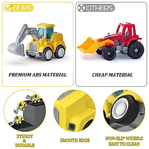 CARLORBO Toy Cars for Toddlers 1-3 - Pull Back Cars Toys, Press and Go Truck Toys for 18 Months to 2 3 4 5 Years Boys Girls Gift 4 PCS (Construction Vehicles)