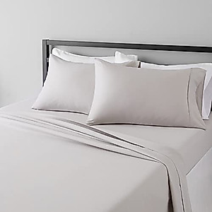 Amazon Basics Lightweight Super Soft Easy Care Microfiber 4-Piece Bed Sheet Set with 14-Inch Deep Pockets, Full, Light Gray, Solid