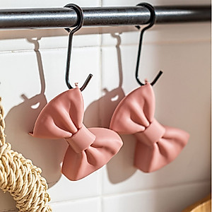 Qiiuuy Silicone Cooking Pinch Grips Oven Mitts,Bow-Tie Anti-Burn Clip,Textured Design,Kitchen Finger Grips,Waterproof,Red Raspberry and Pink