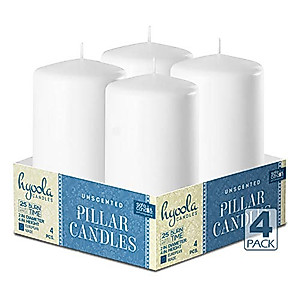 Hyoola White Pillar Candles 2-inch x 4-inch - Unscented Pillar Candles - Set of 4 - European Made