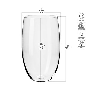 Krosno Water Juice Drinking Glasses | Set of 6 Pieces | 17.2 oz | Blended Collection | Ideal for Home, Restaurant, Events & Parties | Dishwasher Safe