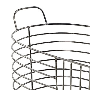 CosmoLiving by Cosmopolitan Metal Round Storage Basket with Handles, Set of 2 21", 17"W, Dark Gray