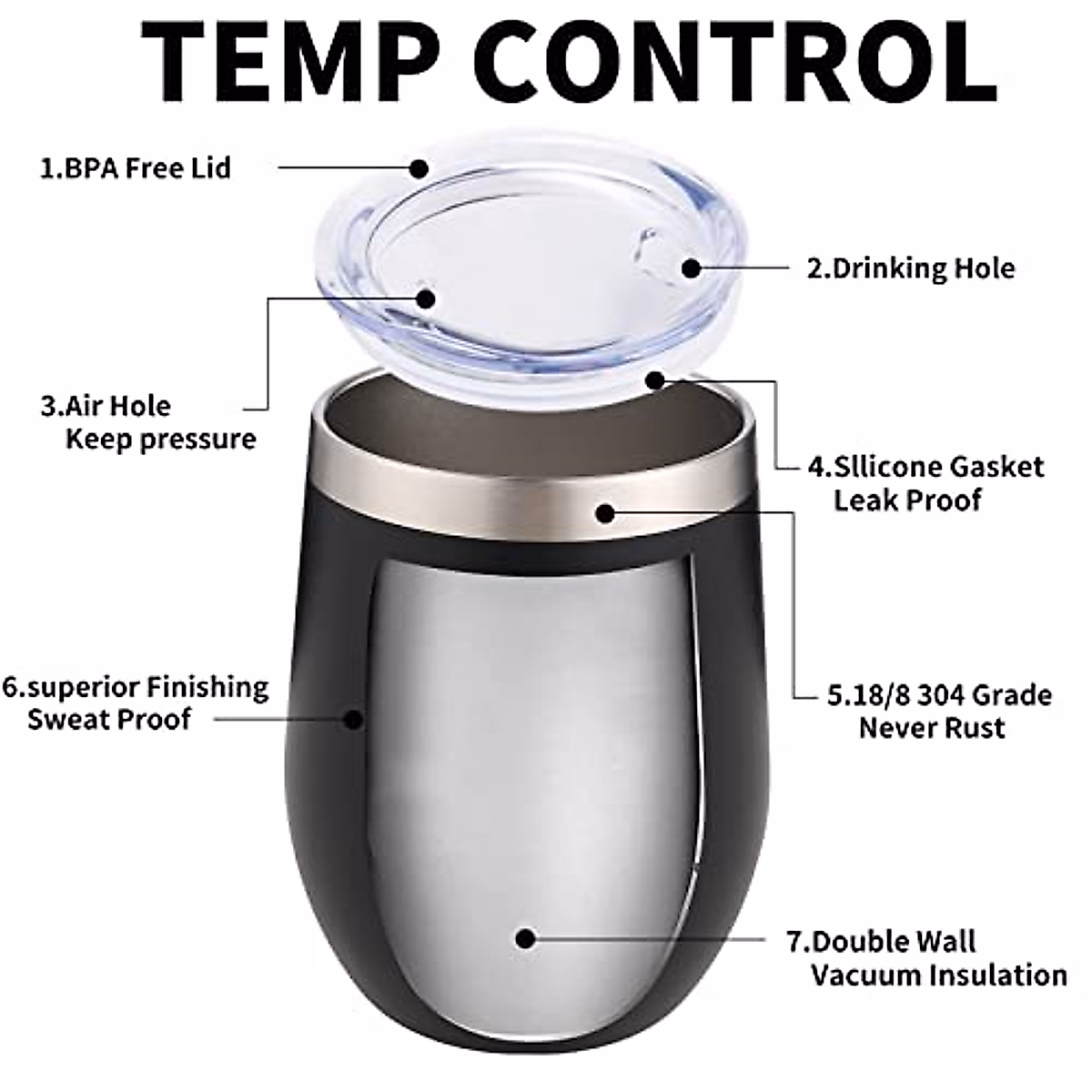 YEBTS Life 12oz/4 Pack Wine Tumbler Glasses with Lid-Stemless Double Wall Vacuum Stainless Steel Travel Tumbler,Keeping Cold and Hot for Wine,Drinks,Coffee,Cocktails,gift,Multi-color dark