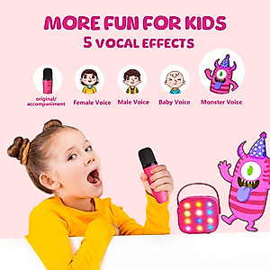 YLL Mini Karaoke Machine for Kids Toys, Portable Bluetooth Speaker with 2 Wireless Microphones, Birthday Gifts for Girls 3, 4, 5, 6, 7, 8, 9, 10, 11, 12+ Years Old Toddler Teens (Hotpink)