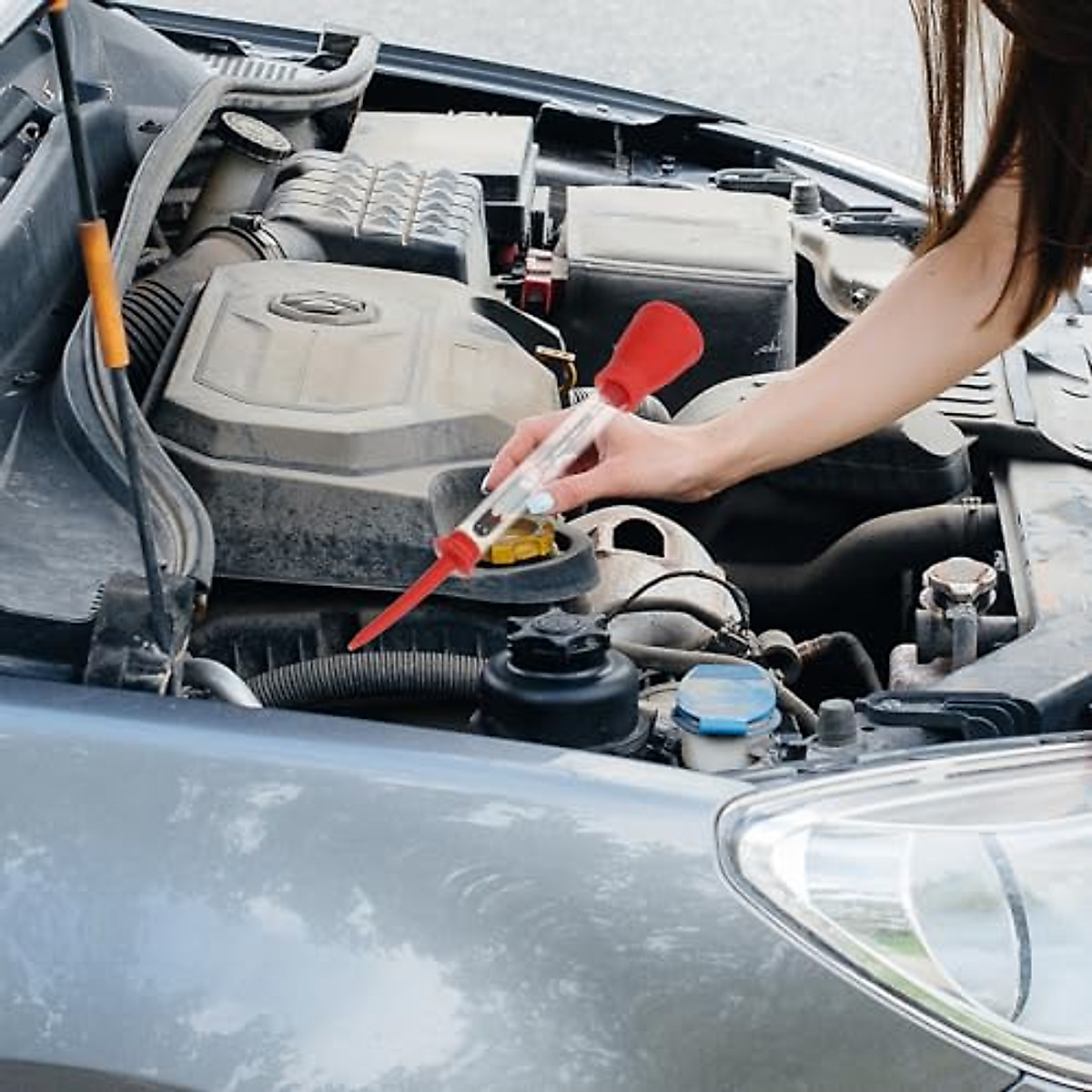 Hohopeti Glass Electro-Hydraulic Hydrometer Electro-Hydraulic Hydrometer Glass Car Electrolytic Densitometer Red Glass Electrolytic Hydrometer