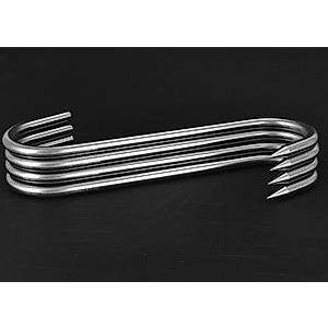 HONSHEN 10" Meat Hooks,8mm Heavy Duty S-Hooks Stainless Steel Meat Processing Butcher Hook 4Pack