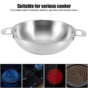 Steamer Pot for Cooking, Stainless Steel Pot Non‑Stick Pot Kitchen Cookware for Cooking Hotpot Soup（11.8 x 3.7inch）