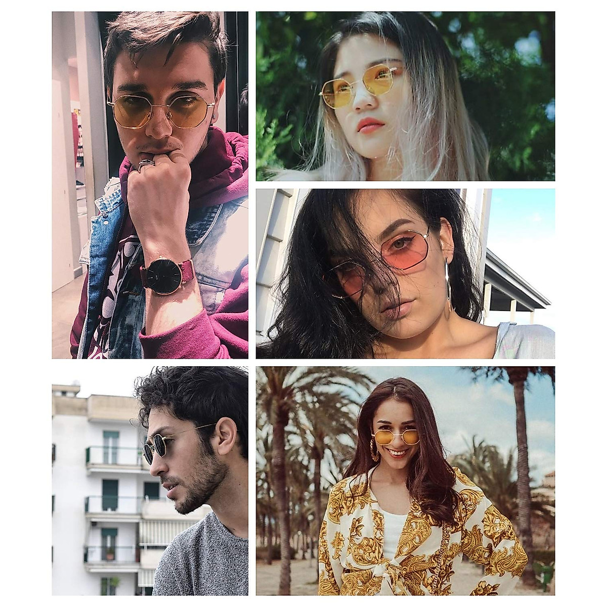 FEISEDY Hipster Small Polygon Women Men Sunglasses Delicate Metal Frame B2254