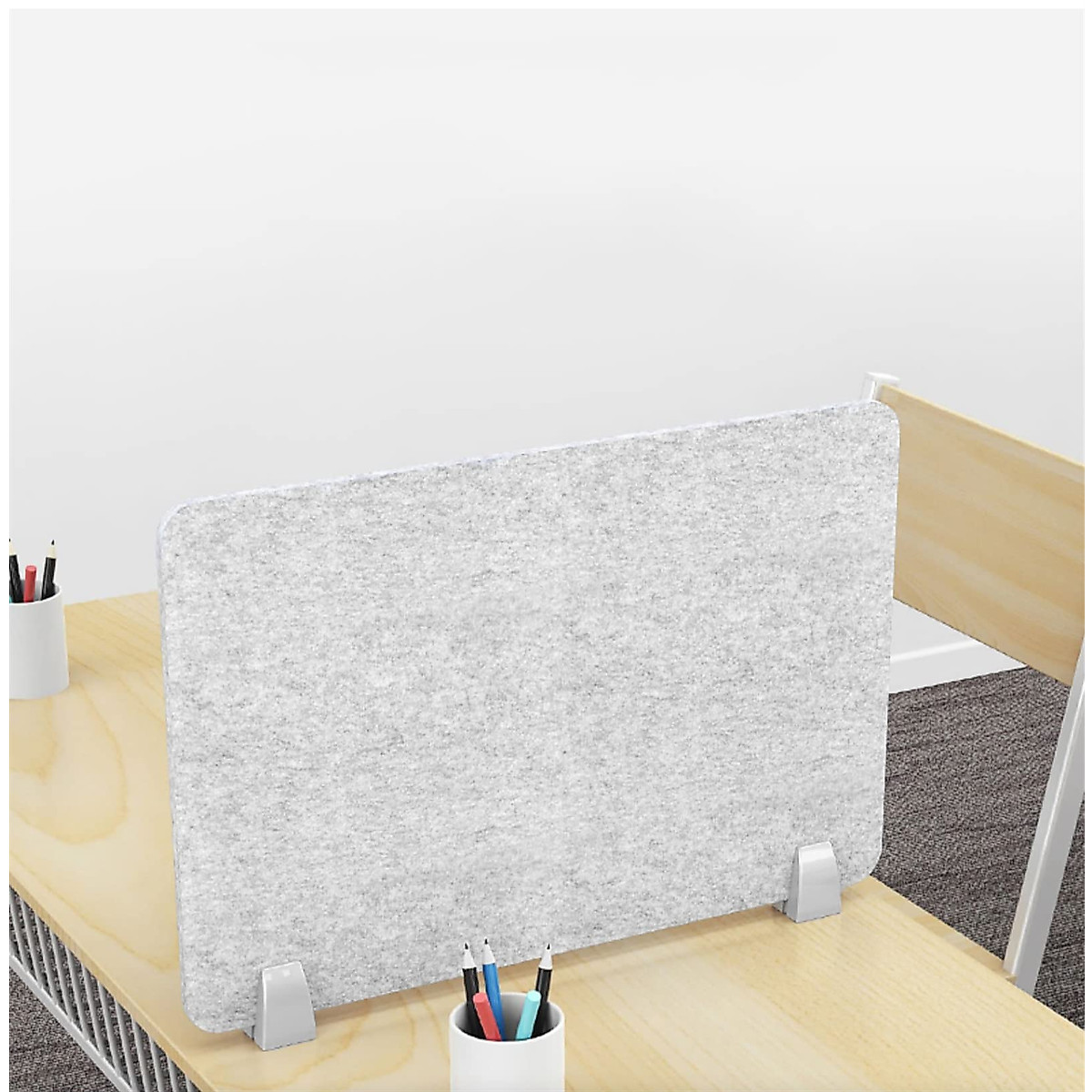 Icegrey Acoustic Desk Divider Privacy Panel Removable Sound Absorbing Desk Partition Board with 2 Clips for Student Call Centers Offices Braries Classrooms Library, Dark Grey, 23.4x15.6