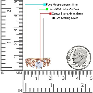 OMRANII Rose Tone, Simulated Cubic Zirconia Size-7 Hexagon vintage style Wedding Engagement Ring Round CZ 925 Sterling Silver