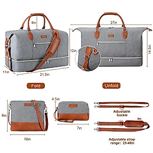 Weekender Bag for Women, Travel Duffel Bag Carry On Overnight Bag with Shoe Compartment Large Nylon Travel Weekend Tote Bag