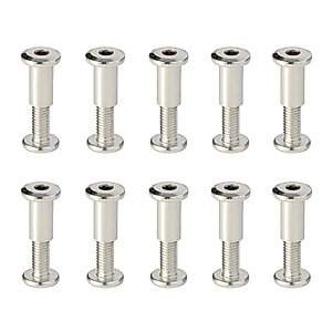 Screw Post Fit for 5/16" (8mm) Hole Dia, Male M6 x 16mm Belt Buckle Binding Bolts Furniture Screws, 304 Stainless Steel 18-8, 10 Sets