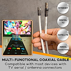 ASNQ RG6 Coaxial Cable Connector Set 75 OHM - High-Speed Premium Coax Cable 30FT - for Internet Digital TV Satellite and Aerial Connections - Includes 4 Extension Couplers to Connect Cable Extensions