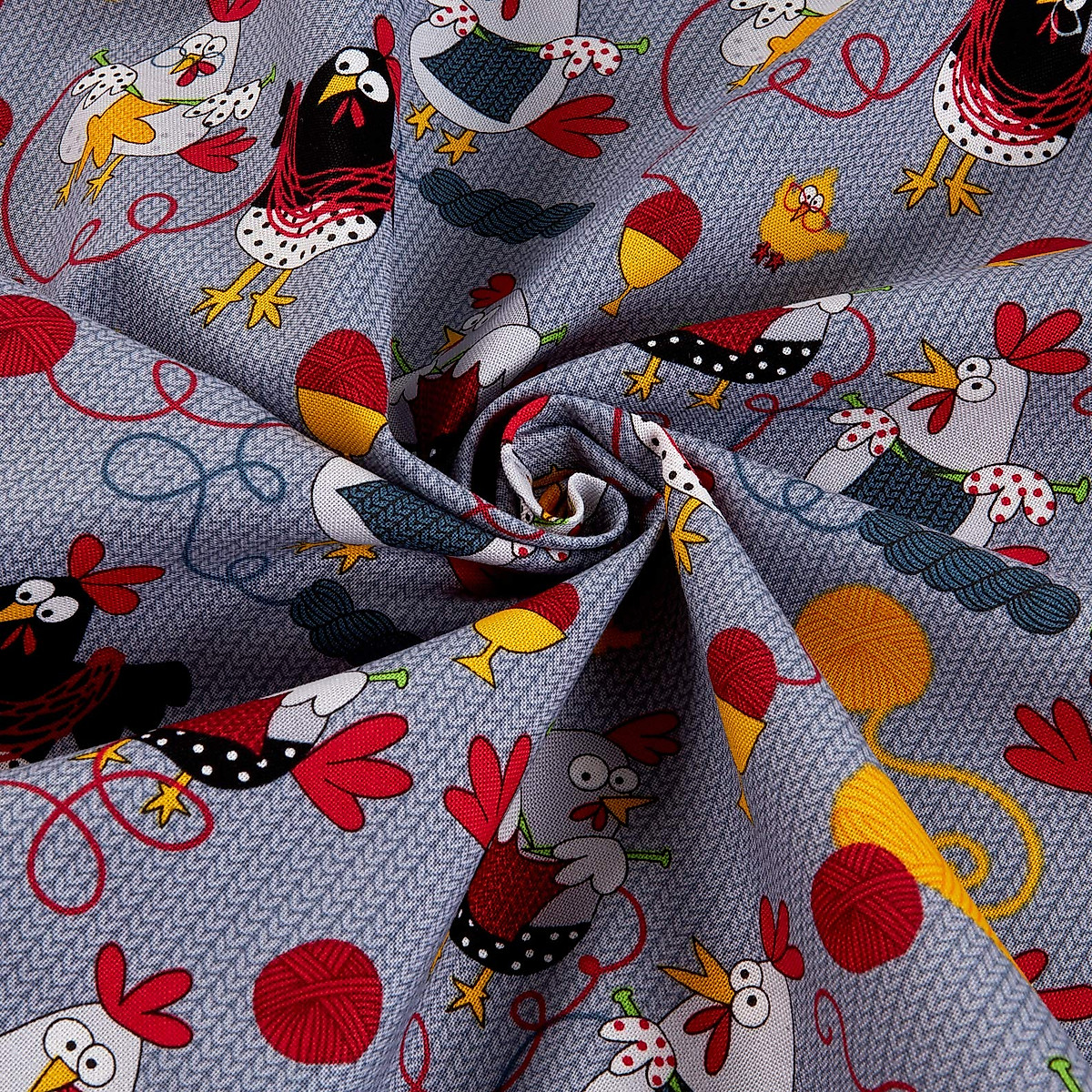 Timeless Treasures Knitting Chickens Grey, Fabric by the Yard