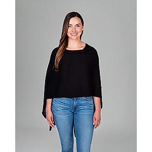 Caroline Grace by Alashan Lightweight & Super Soft Cashmere Blend Poncho - Great Gift Item! 95% Cotton/5% Cashmere Blend - One Size Fit - Black (Ebony)