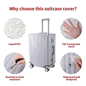 OZTDL 22 Inch Dust-proof See Through Luggage Cover Protector Bag PVC Full Clear Suitcase Cover Protectors Waterproof Transparent Travel Luggage Sleeve (22"=18.5" H x 16.0" L x 10.0" W)