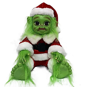 TRURENDI Christmas Plush Toy Green Furry Ghost Doll Cartoon Latex Ugly Doll Decorative Toys for Girls Boys, 7.87Inches (Red Black1, 28cm)