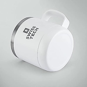 Swiss+Tech 14 oz Coffee Mug, Vacuum Insulated Mug Cup with Lid, Double Wall Stainless Steel Travel Tumbler Cup, Corrosion Resistant, BPA Free (Black&White)