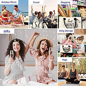 AUNOOL Bulk Tote Bag for Women, Sets of 6 Plain Canvas Bag with Pocket and Zipper, Personalized Gifts for Women Grandma Friend Sister, Bride to be Gifts
