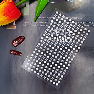 Medsuo 220pcs 4mm Rhinestone Stickers Face Gem Stickers Acrylic Glitter Self Adhesive Jewel Stickers Bling Body Gems Stick on Diamonds for Crafting, Eye, Nail, Party, Rave Festival, Make up (Silver)