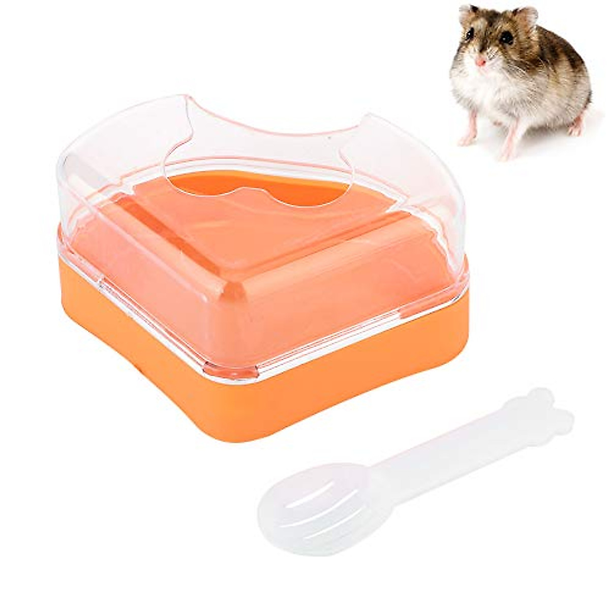 Yosoo Health Gear Corner Toilet for Hamster with Roof, Hamster Sand Bathroom with Scoop, Hamster Sandbox, Plastic Sand Bath Container, Corner Toilet Tray for Hamster Totoro Chinchilla