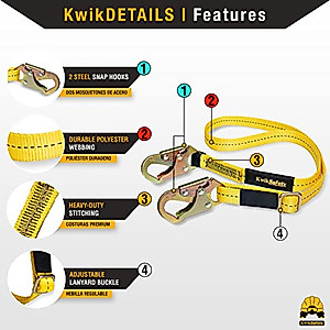 KwikSafety - Charlotte, NC - COPPERHEAD Safety Lanyard [ADJUSTABLE 4' to 6'] Single Leg No Shock Absorber ANSI OSHA Positioning
