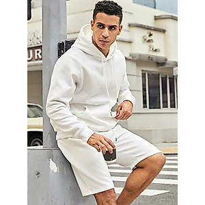 JMIERR Mens Track Suits 2 Piece Set Airport Outfits Long Sleeve Hoodie Sweatshirt & Joggers Shorts Fall Tracksuit Sweatsuits Airport Sets with Pockets,X-Large,1White