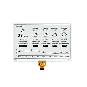 waveshare 7.5inch E-Ink Raw Display Compatible with Raspberry Pi 5/4B/3B/Zero/Zero W/Zero 2W/Pico/Pico W/Pico WH 800×480 Resolution with SPI Interface Without PCB
