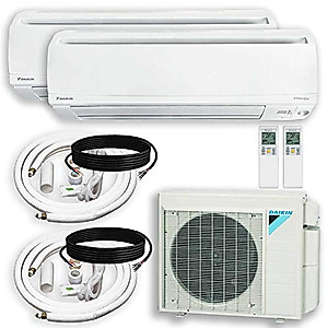 DAIKIN Dual (2 Zone) Air Conditioner Heat Pump + Maxwell 15 ft. Installation Kit + Wall Bracket 27 to 36 Kbtu (15000 + 15000 BTU)